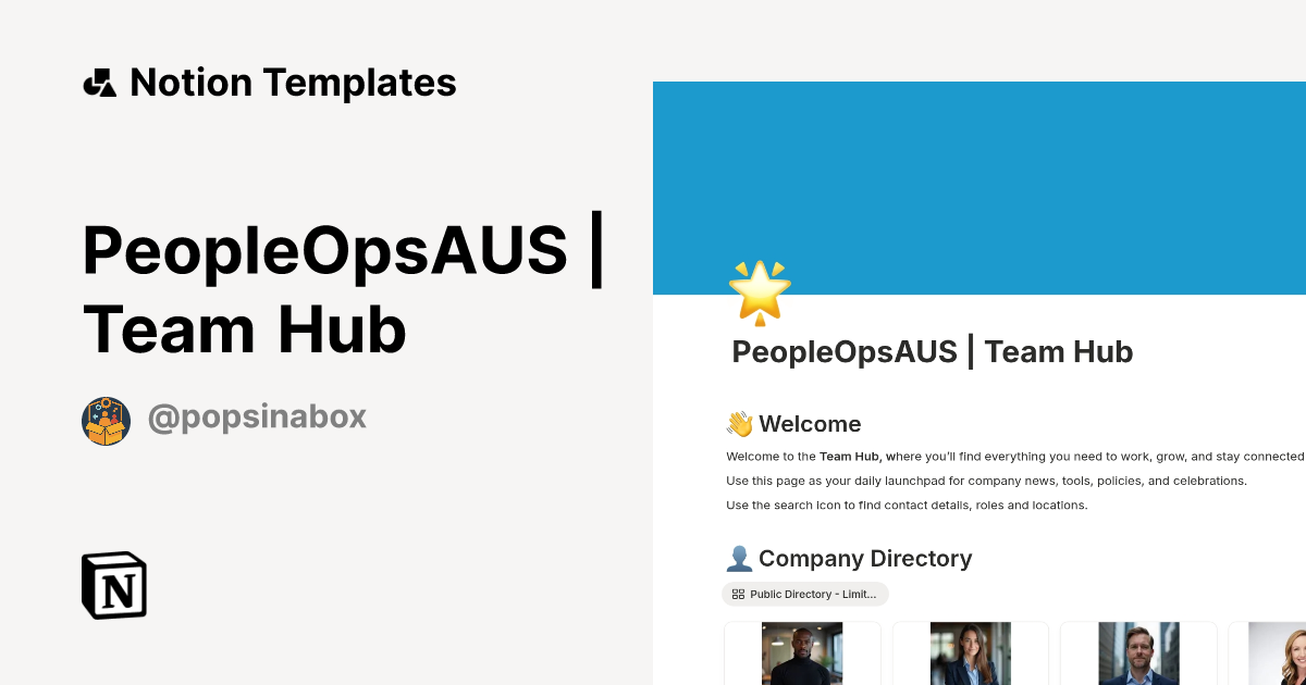 PeopleOpsAUS | Team Hub Template by People Ops in a Box | Notion ...