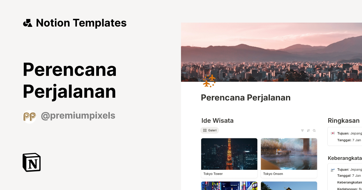 Perencana Perjalanan Template by Premium Pixels | Notion Marketplace