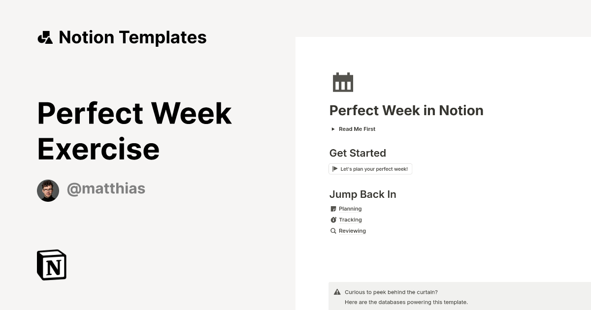 Perfect Week Exercise Template by Matthias Frank | Notion Marketplace