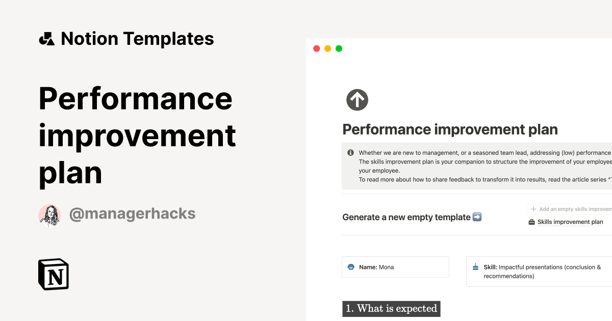 Performance improvement plan Template | Notion Marketplace