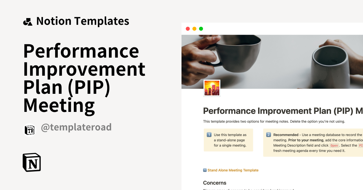Performance Improvement Plan (PIP) Meeting Template by Template Road ...