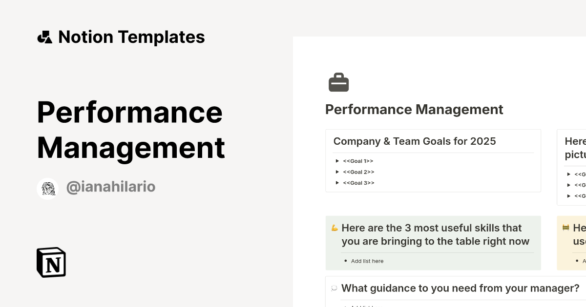 Performance Management Template by Iana Hilario | Notion Marketplace