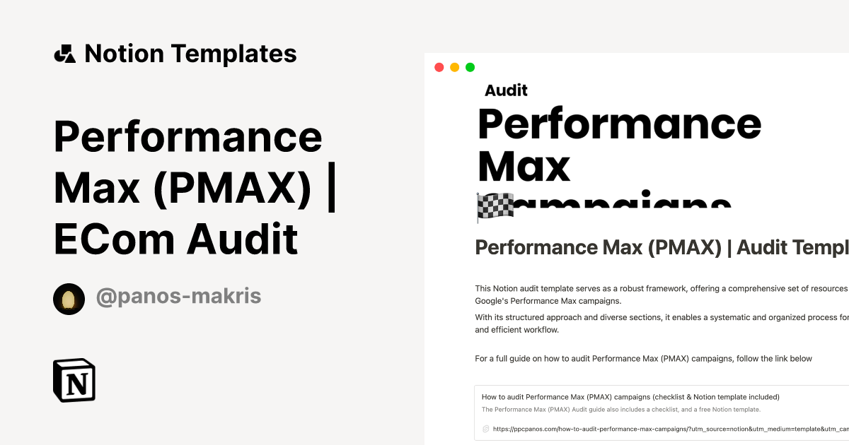 Performance Max (PMAX) | ECom Audit Template by Panos Makris | Notion ...