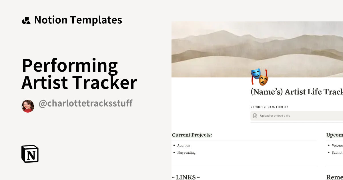 Performing Artist Tracker Template by CharlotteTracksStuff | Notion ...
