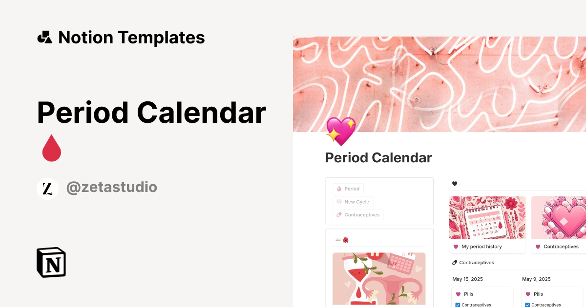 Period Calendar 🩸 Template | Notion Marketplace