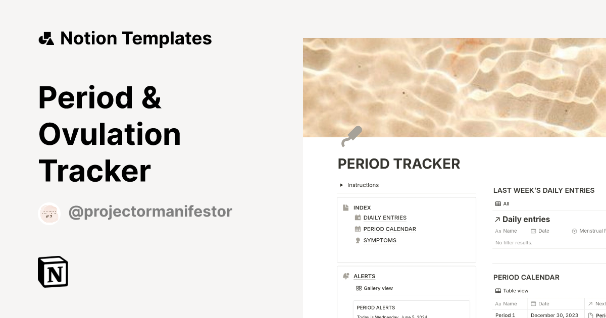 Period & Ovulation Tracker Template | Notion Marketplace