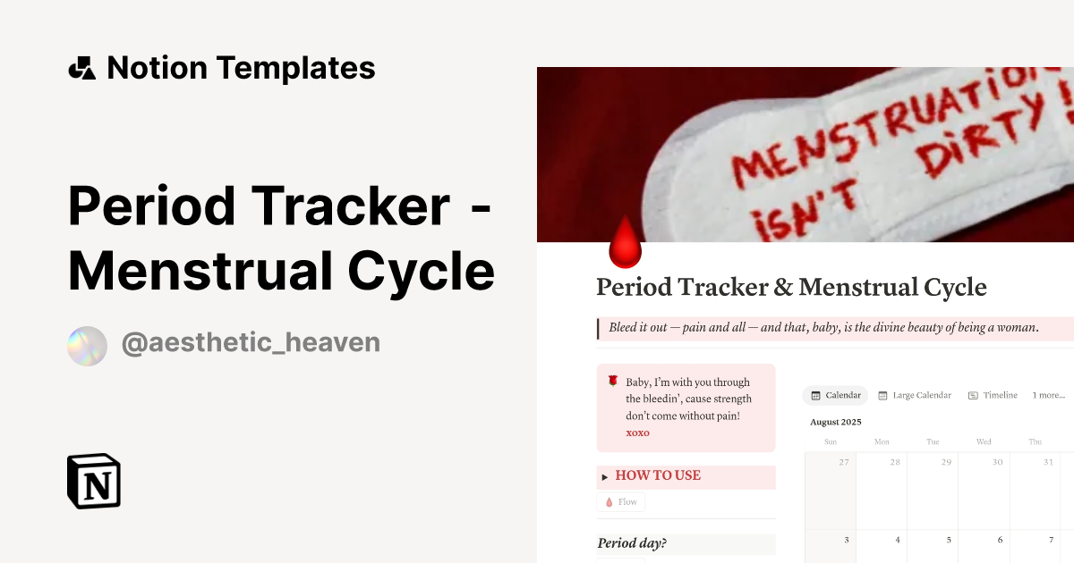 Period Tracker - Menstrual Cycle Template | Notion Marketplace