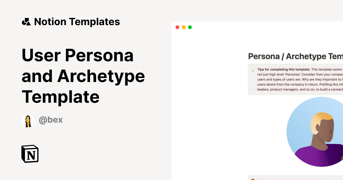 User Persona and Archetype Template Template by Bex Fuel | Notion ...