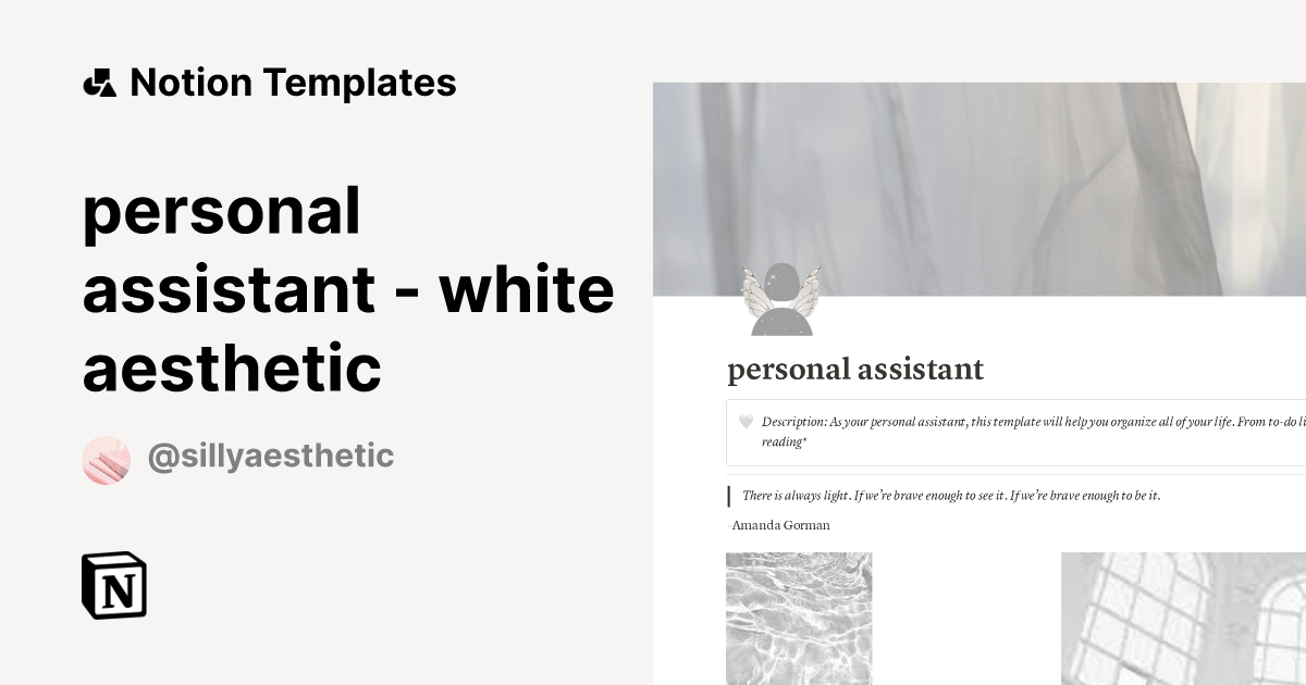 personal assistant - white aesthetic Template by em | Notion Marketplace