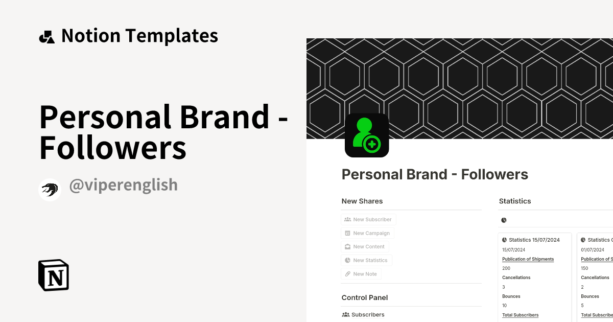 Personal Brand - Followers Template by Viper | Notion Marketplace