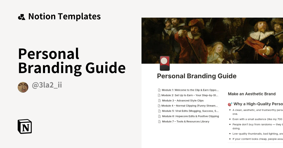 Personal Branding Guide Template | Notion Marketplace
