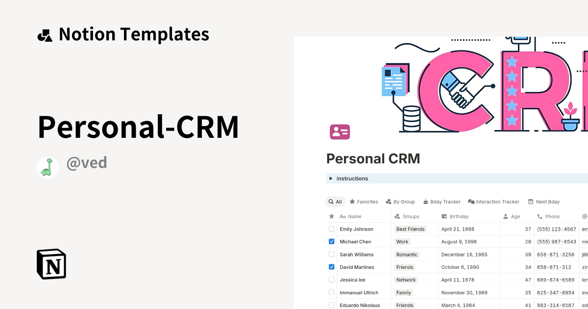 Personal-CRM Template | Notion Marketplace