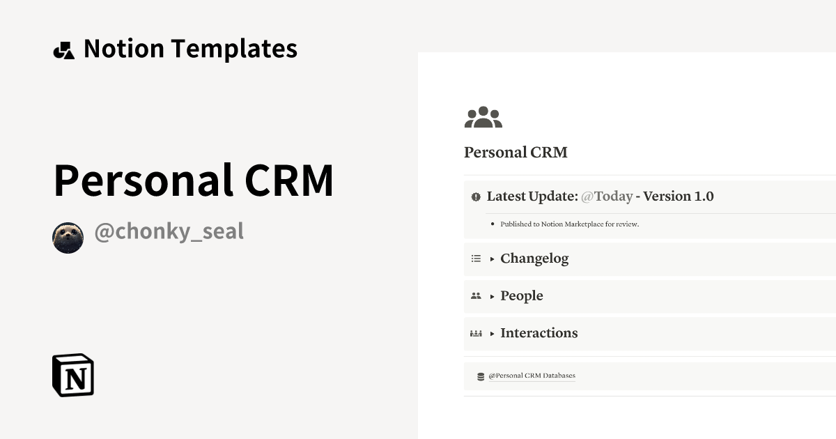 Personal CRM Template | Notion Marketplace