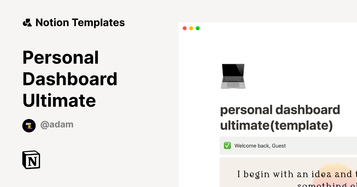 Personal Dashboard Ultimate Template | Notion Marketplace