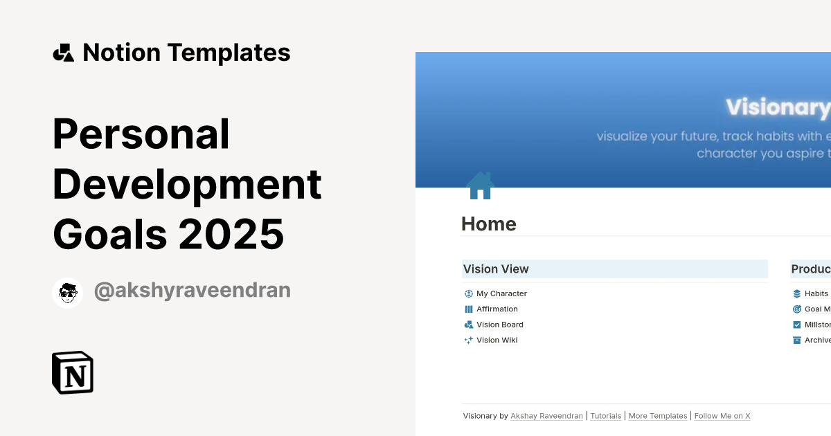 Personal Development Goals 2025 Template | Notion Marketplace