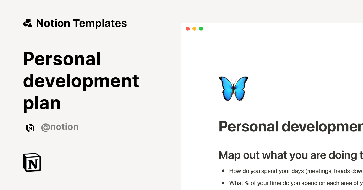 Personal development plan Template by Notion | Notion Marketplace