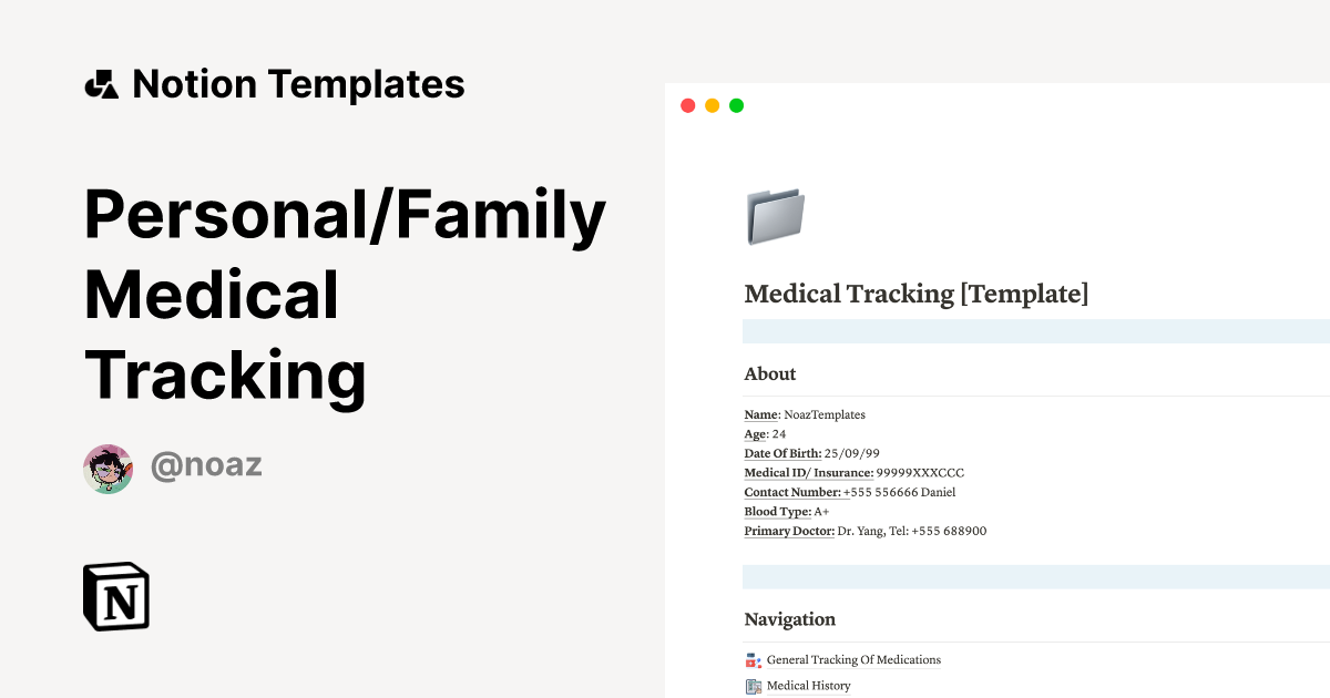 Personal/Family Medical Tracking Template | Notion Marketplace