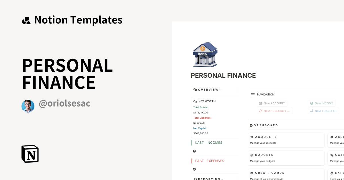 PERSONAL FINANCE Template | Notion Marketplace