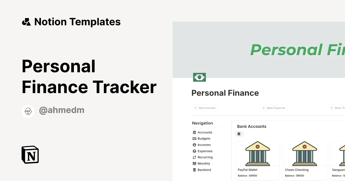Personal Finance Tracker Template | Notion Marketplace