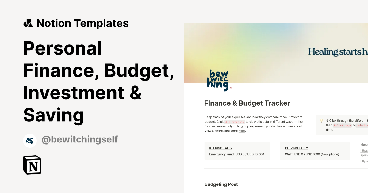 Personal Finance, Budget, Investment & Saving Template | Notion Marketplace