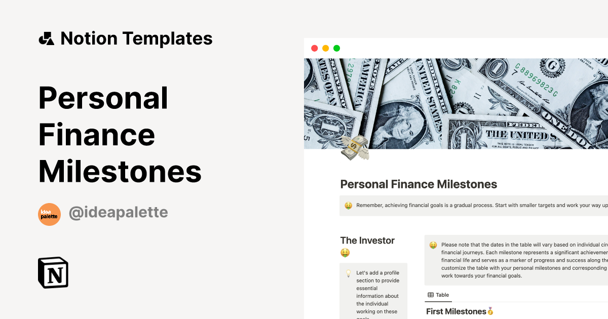 Personal Finance Milestones Template | Notion Marketplace