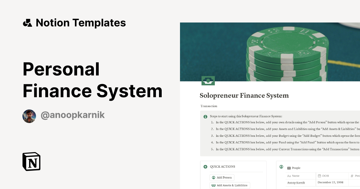 Personal Finance System Template | Notion Marketplace