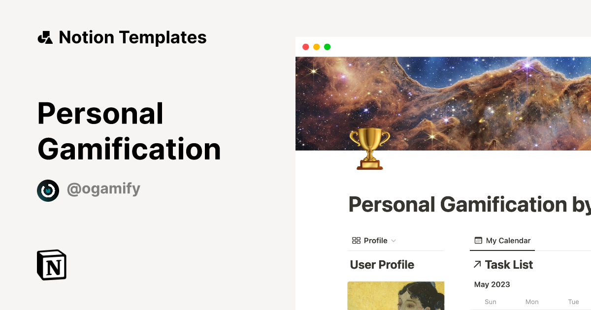 Personal Gamification Template by Ogamify | Notion Marketplace