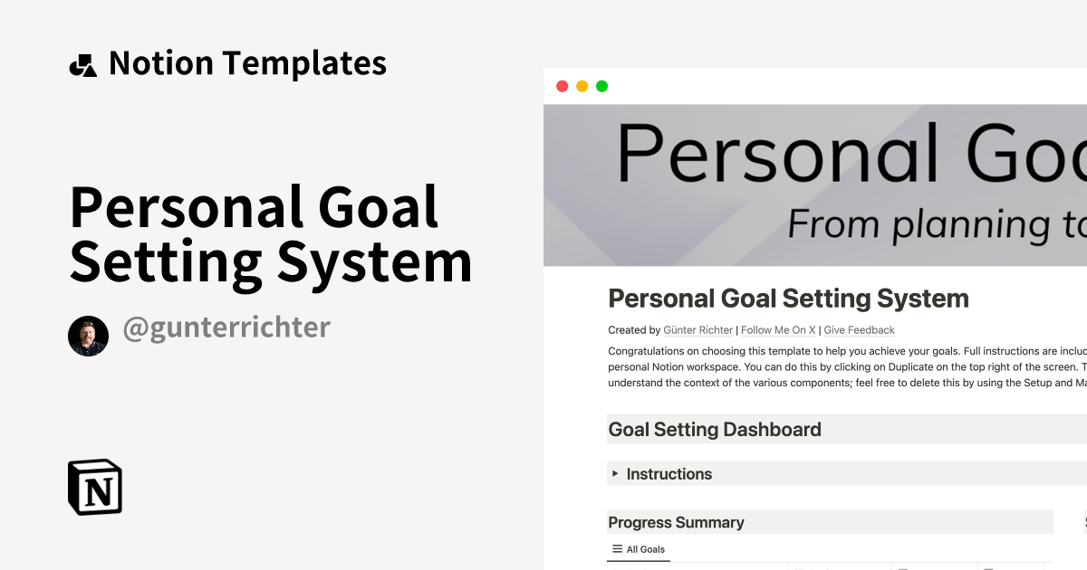 Personal Goal Setting System Template by Günter Richter | Notion ...