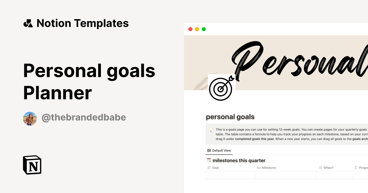 Personal goals Planner Template | Notion Marketplace