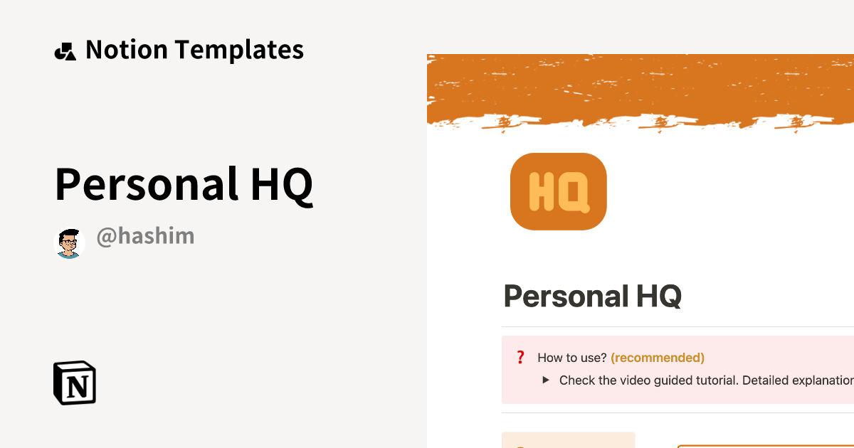 Personal HQ Template by Hashim Sultan | Notion Marketplace Personal HQ Template by Hashim Sultan | Notion Marketplace