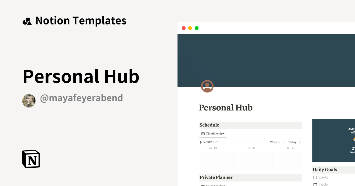 Personal Hub Template | Notion Marketplace