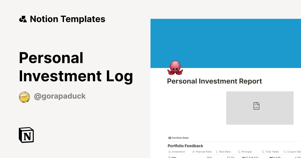 Personal Investment Log Template | Notion Marketplace