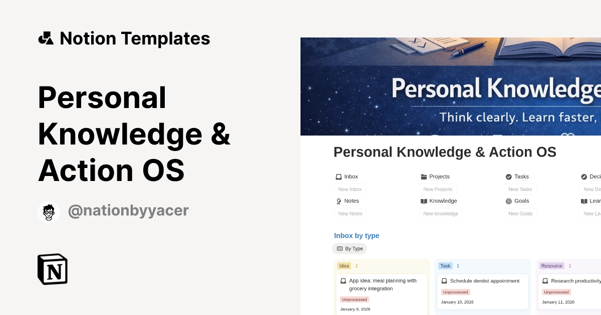 Personal Knowledge & Action OS Template | Notion Marketplace
