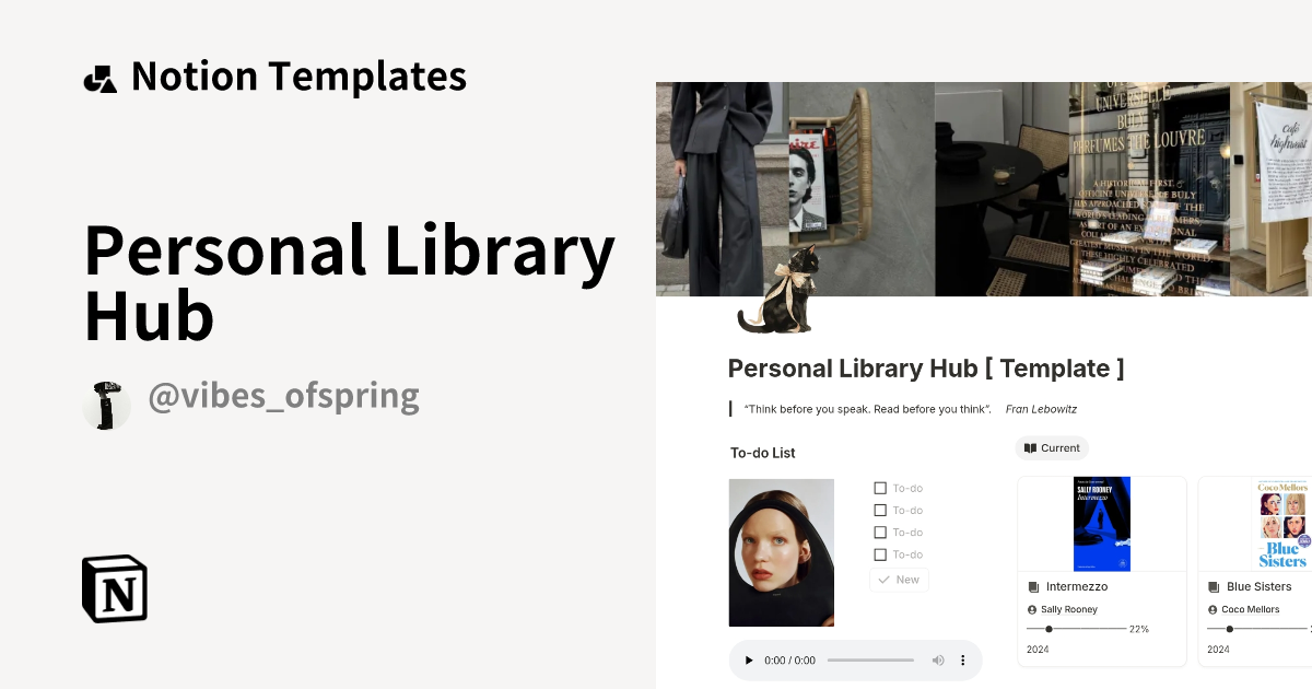 Personal Library Hub Template by VIBES of Spring | Notion Marketplace