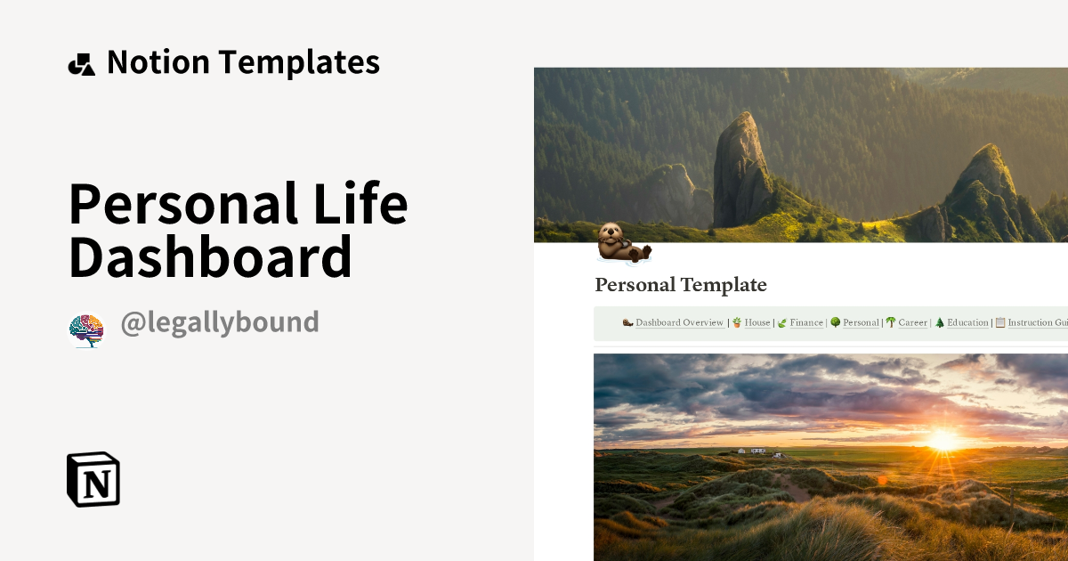 Personal Life Dashboard Template | Notion Marketplace