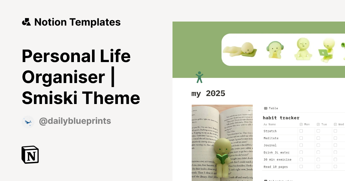 Personal Life Organiser | Smiski Theme Template | Notion Marketplace