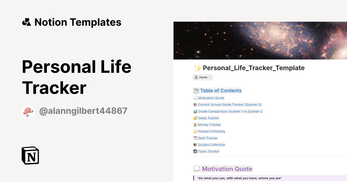 Personal Life Tracker Template | Notion Marketplace