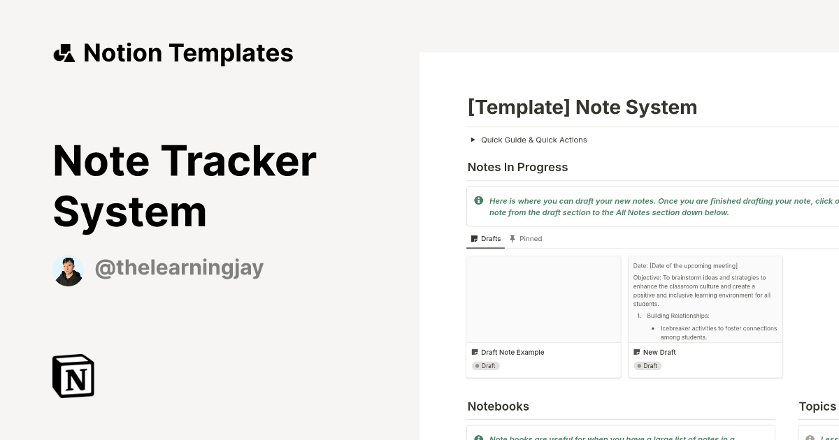 Note Tracker System Template | Notion Marketplace