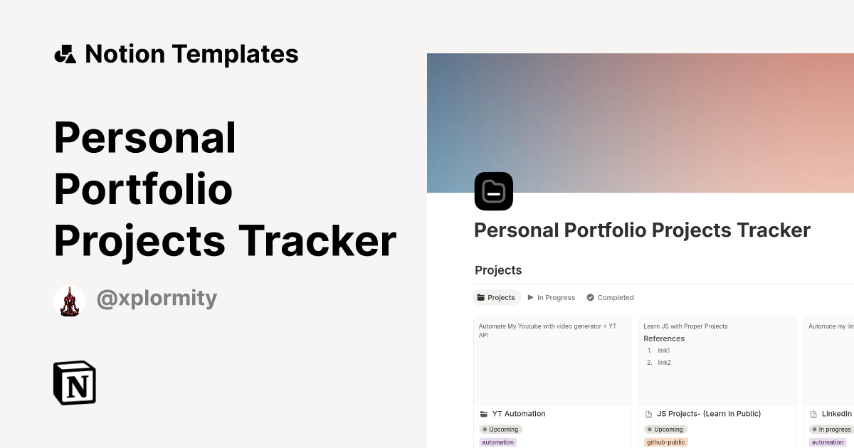 Personal Portfolio Projects Tracker Template | Notion Marketplace