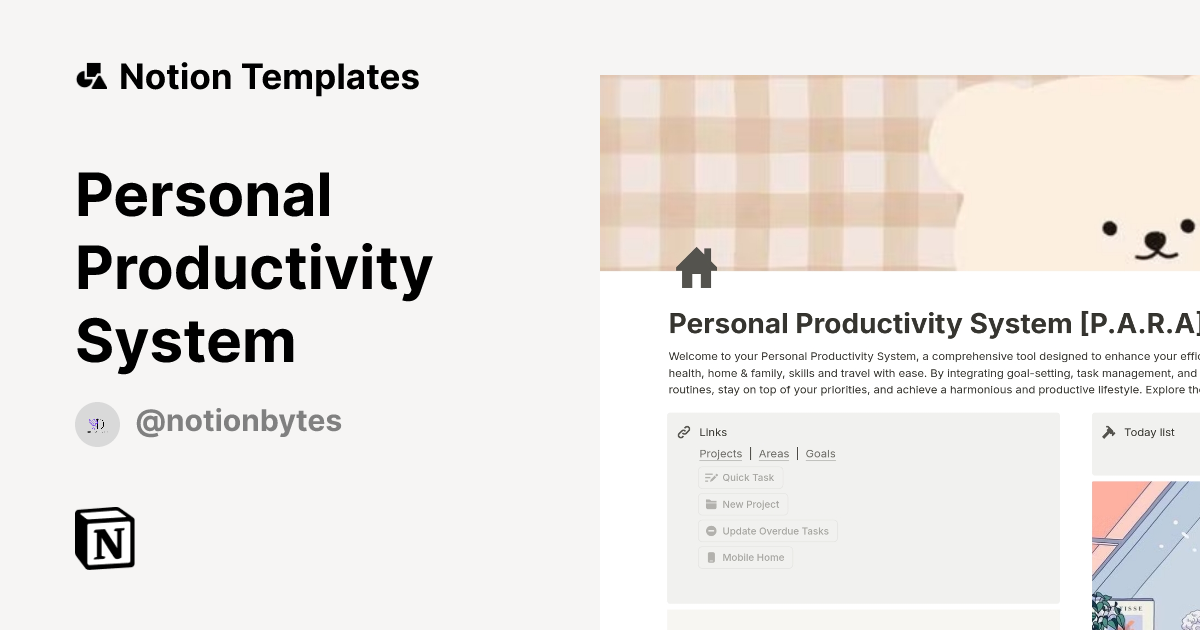 Personal Productivity System Template | Notion Marketplace