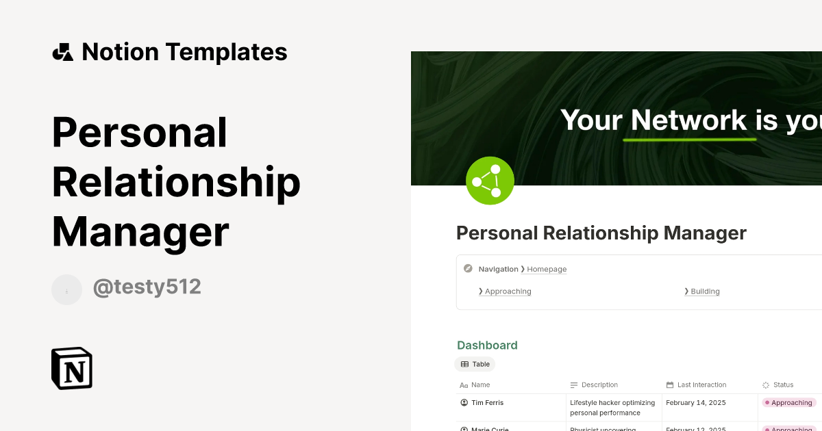 Personal Relationship Manager Template | Notion Marketplace