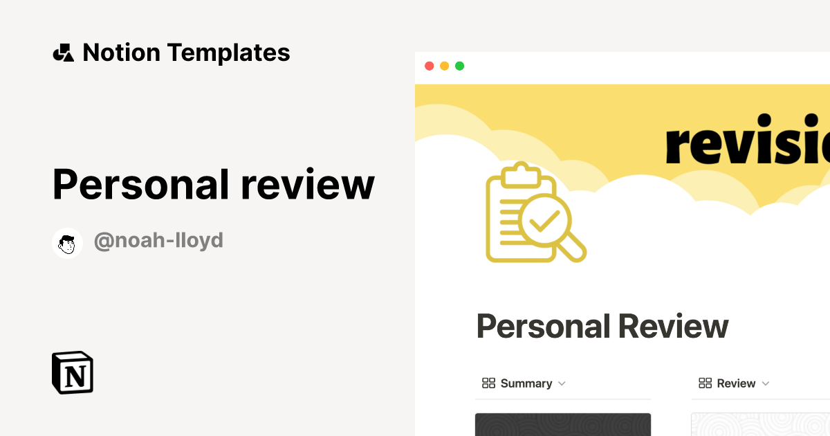 Personal review Template by Noah Lloyd | Notion Marketplace