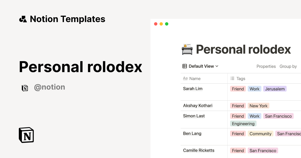 Personal rolodex Template by Notion | Notion Marketplace