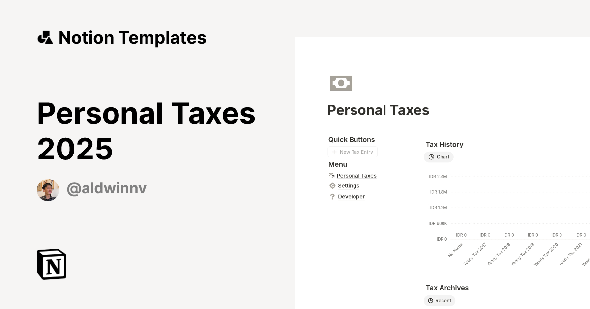 Personal Taxes 2025 Template by Aldwin Nou | Notion Marketplace
