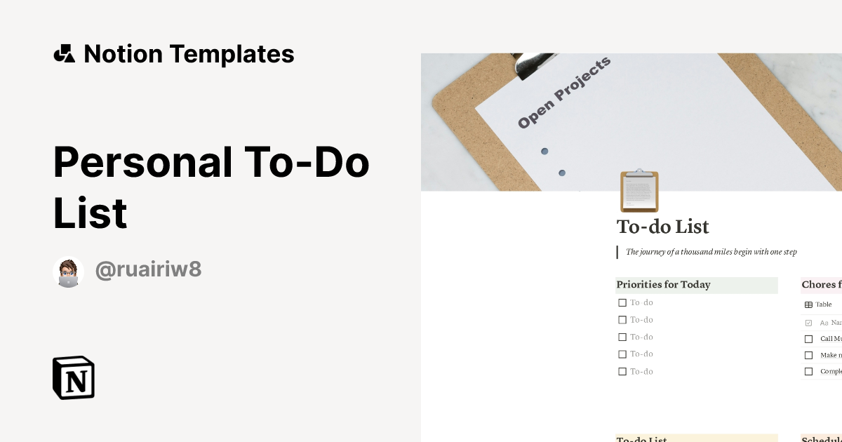 Personal To-Do List Template | Notion Marketplace