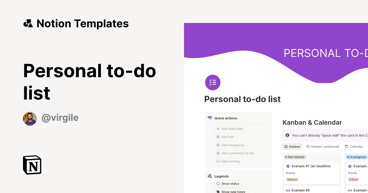 Personal to-do list Template by Virgile Gouala | Notion Marketplace