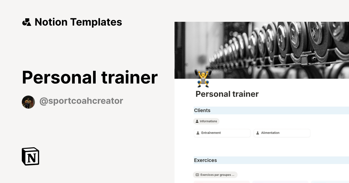 Personal trainer Template by Sport Coach | Notion Marketplace