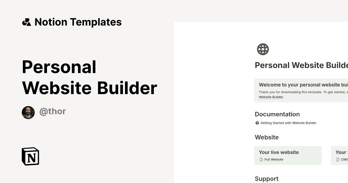 Personal Website Builder Template | Notion Marketplace