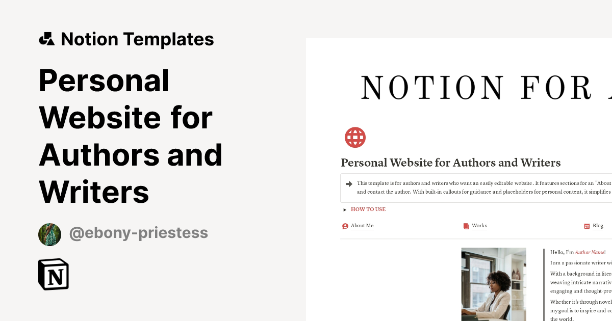 Personal Website for Authors and Writers Template by Notion for Authors ...