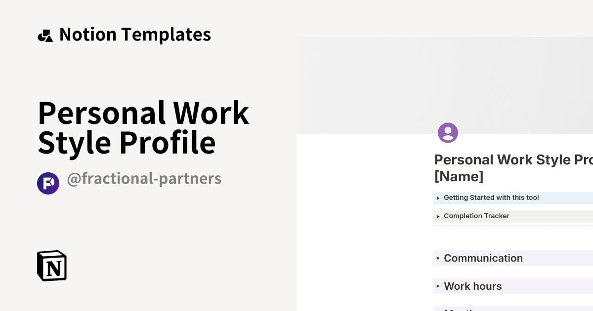 Personal Work Style Profile Template by Fractional Partners | Notion ...